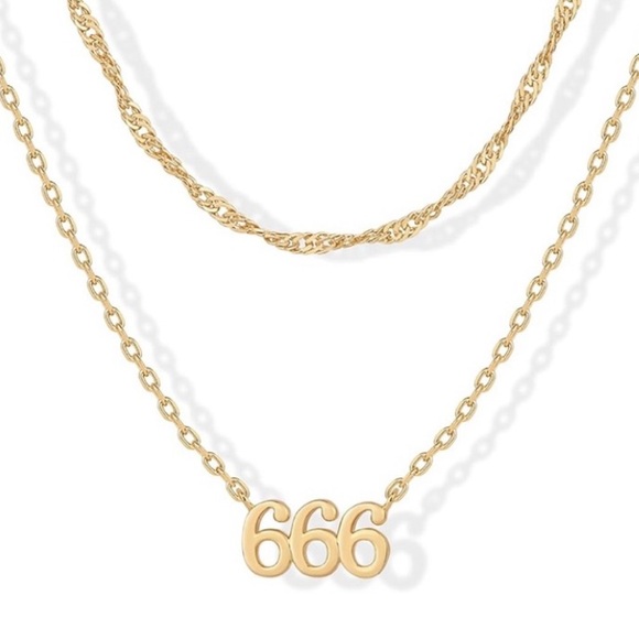 Think Vintage Online | Jewelry | 666 Elegant Gold Necklace With Number ...